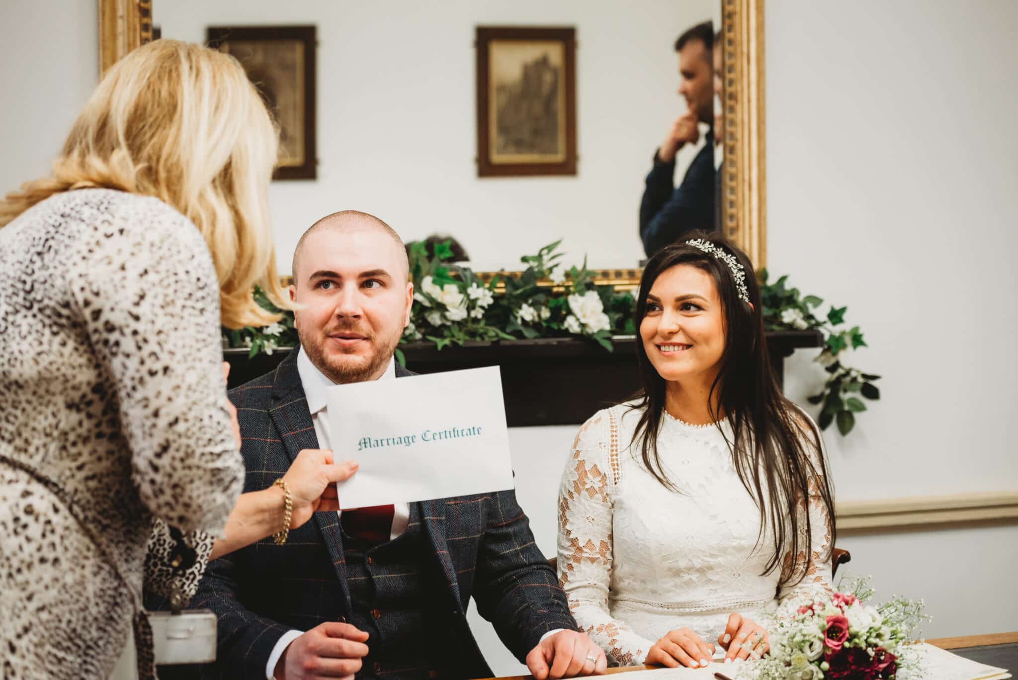 Intimate wedding photography at Bristol registry office's Statutory room